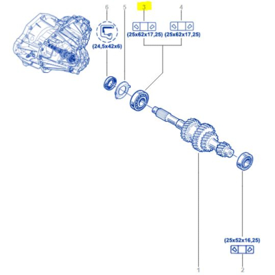 Roulement Arbre Primaire côté 6ème Boite TL4 Clio 3RS | D-TechRacing