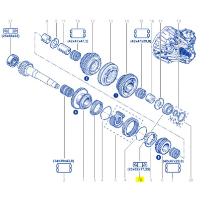 Roulement Arbre Primaire côté 6ème Boite TL4 Clio 3RS | D-TechRacing